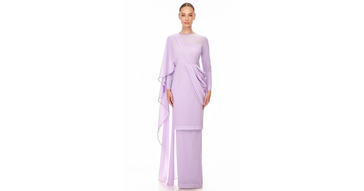 Wanzar Odessa Baju Kurung in Pastel Purple - Purple - S | We Rent Fashion